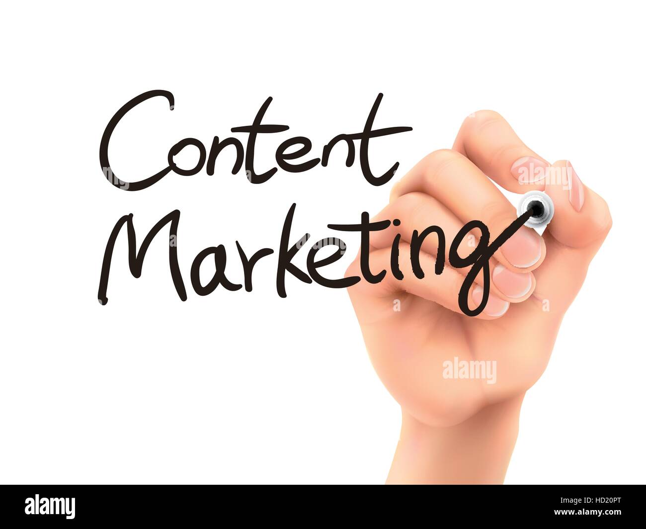 content marketing written by 3d hand over white background Stock Vector ...