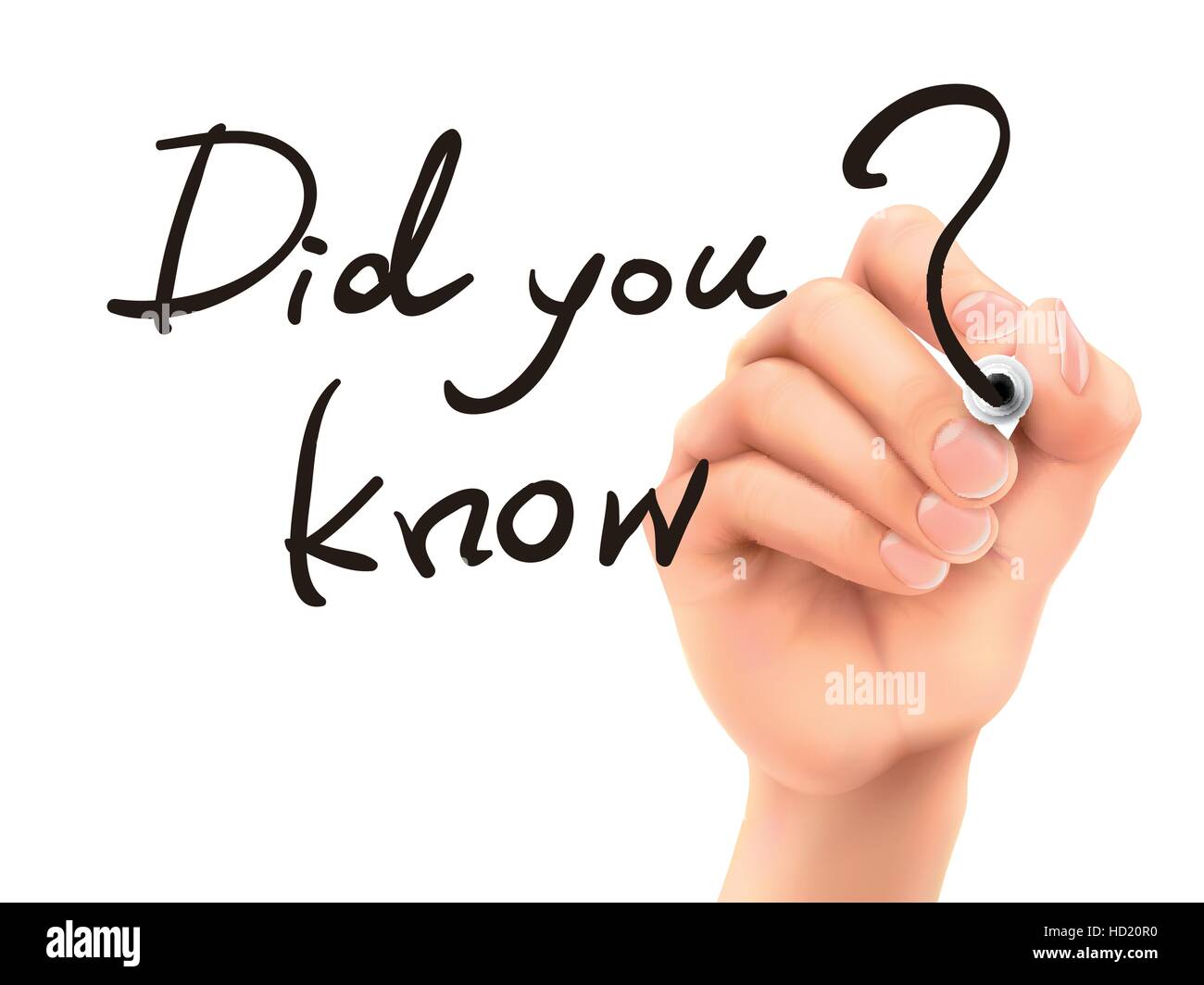 Did you know words written by 3d hand over white background Stock ...