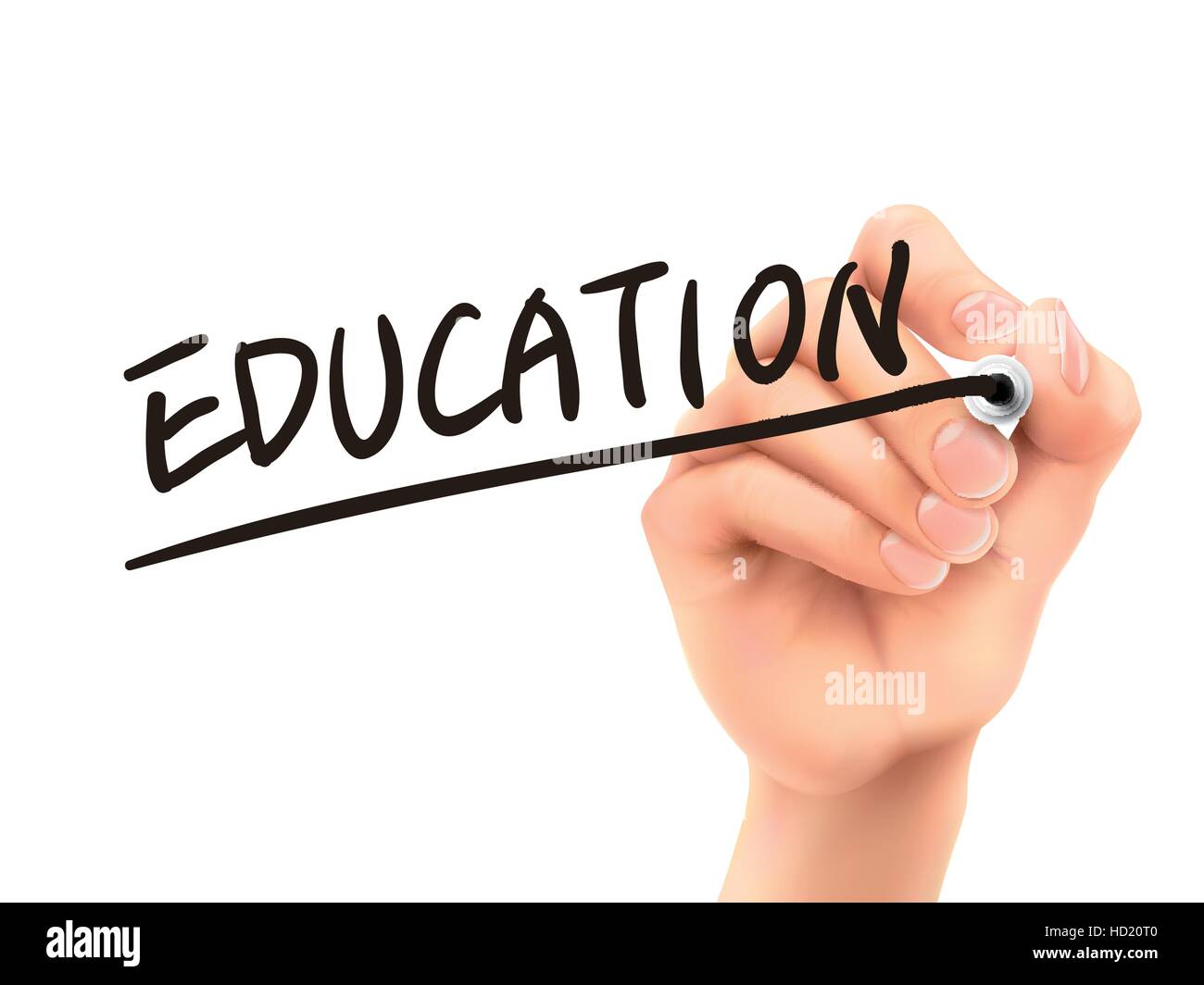 education word written by 3d hand over white background Stock Vector ...