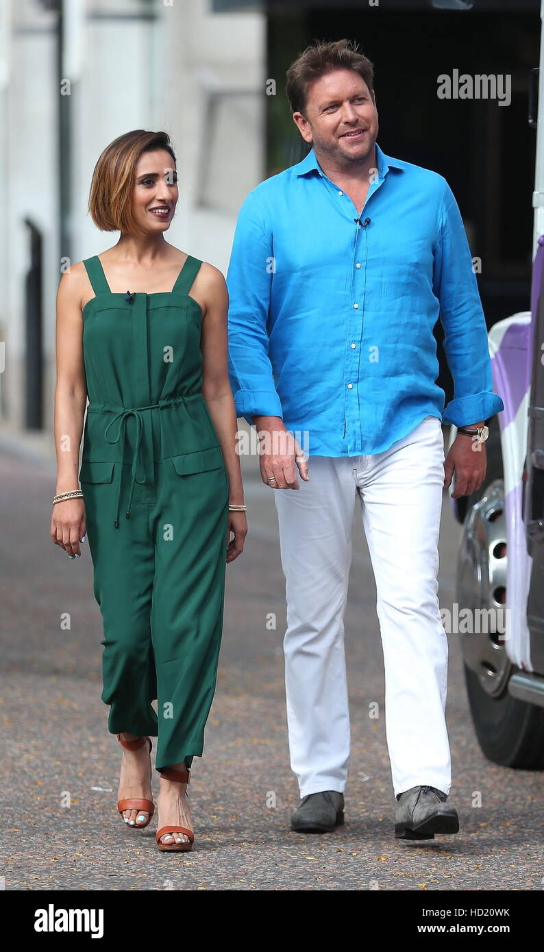 Anita Rani and James Martin pose for press at ITV Studios in front of ...