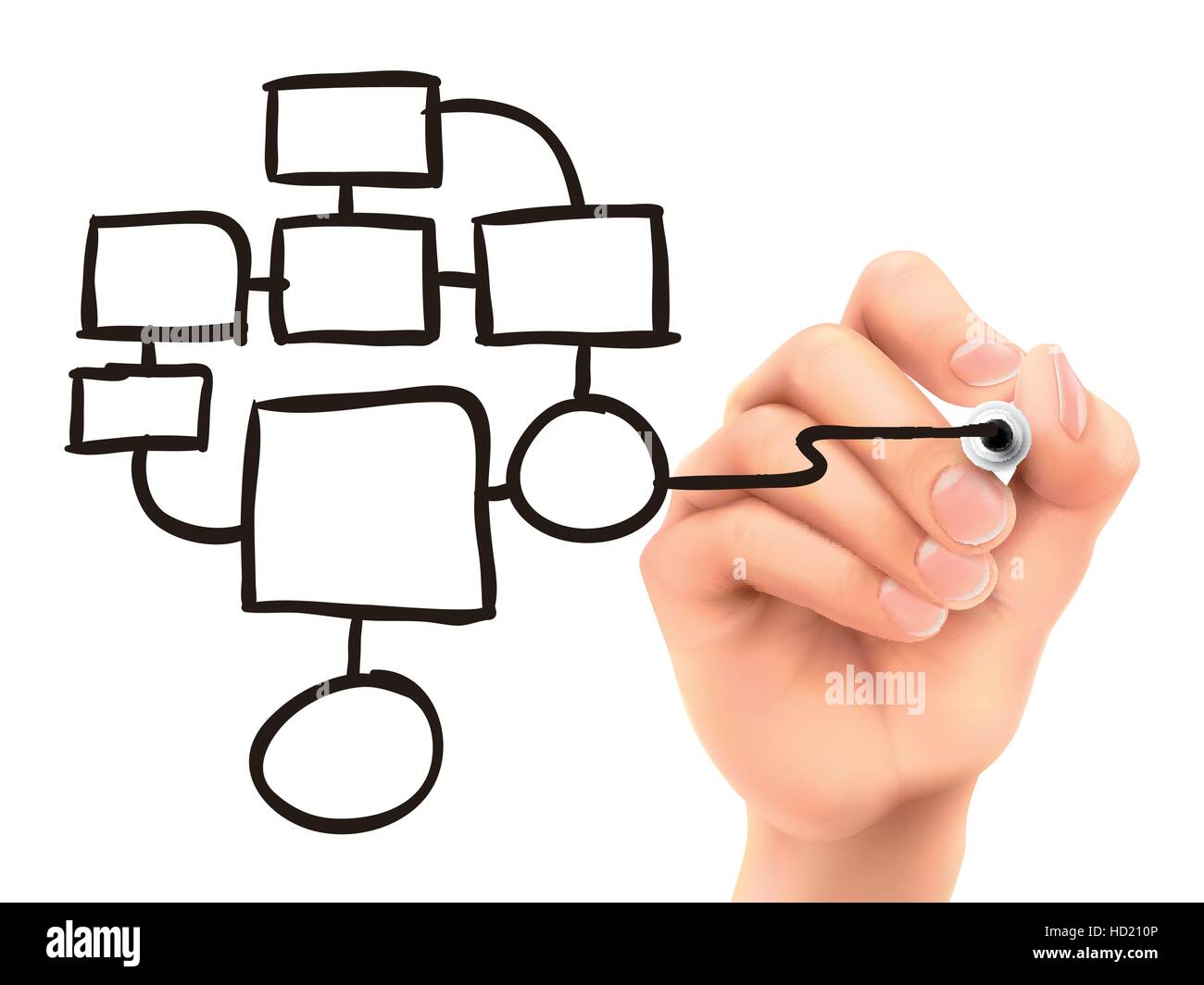 empty diagram drawn by 3d hand over white background Stock Vector Image ...