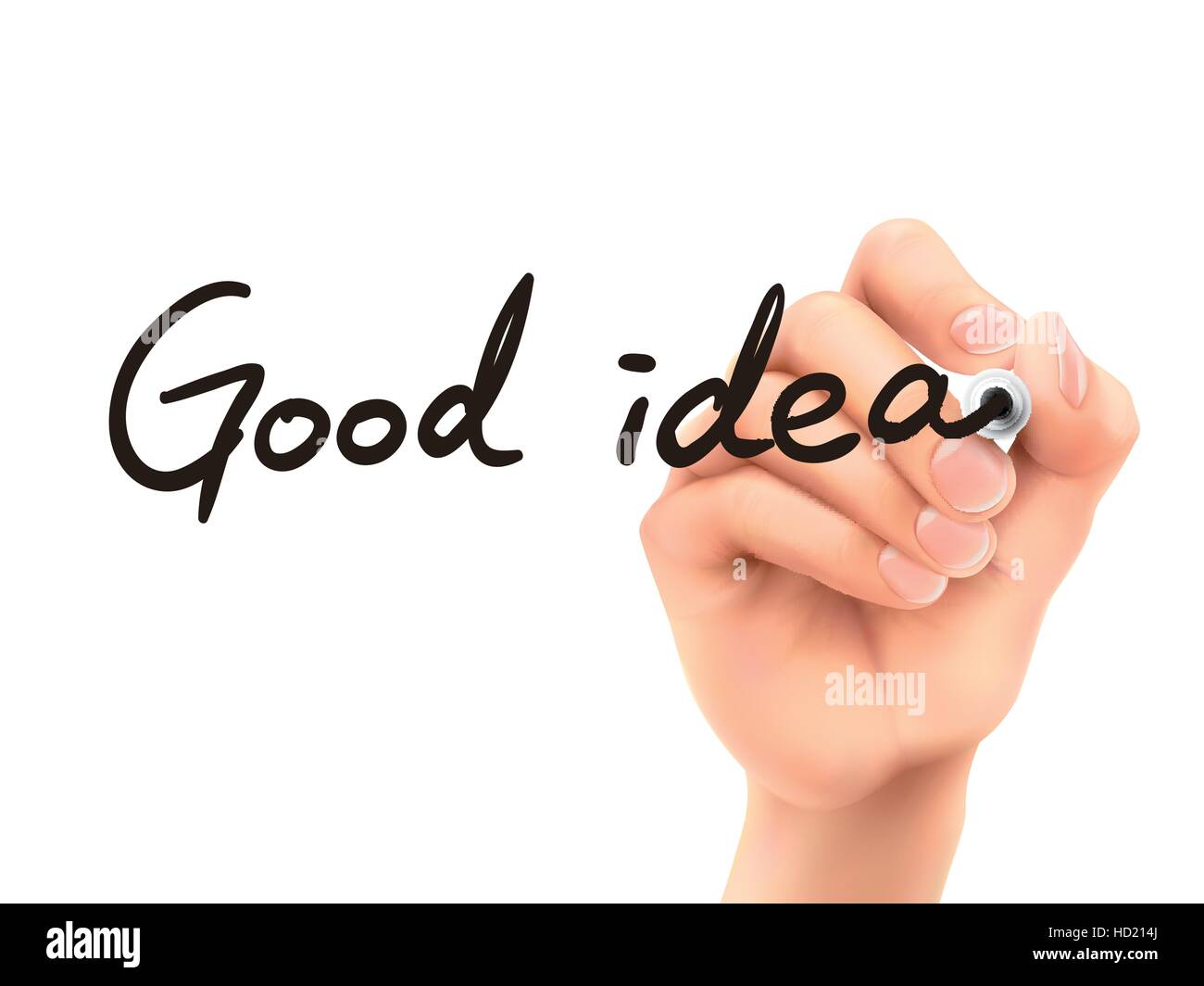 good idea words written by 3d hand over white background Stock Vector ...