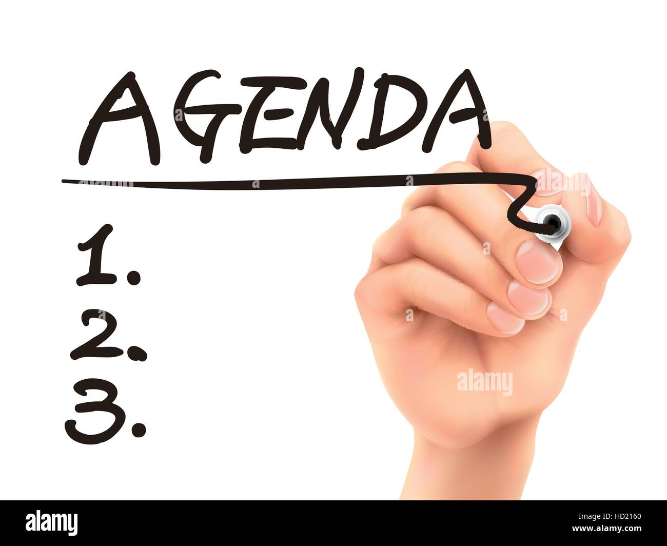 agenda word written by 3d hand over white background Stock Vector Image ...