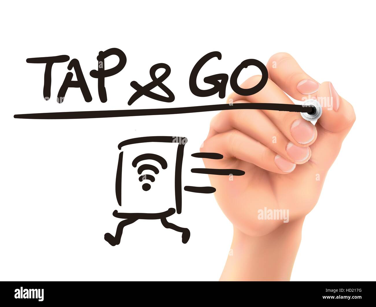 tap and go words written by 3d hand over white background Stock Vector ...