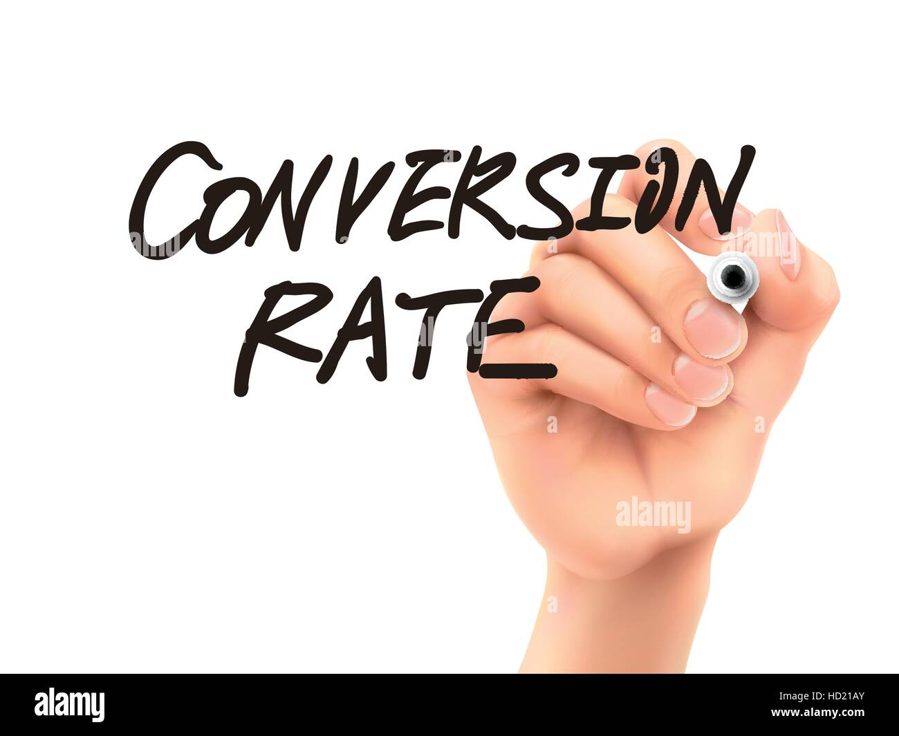 conversion rate words written by 3d hand over white background Stock ...