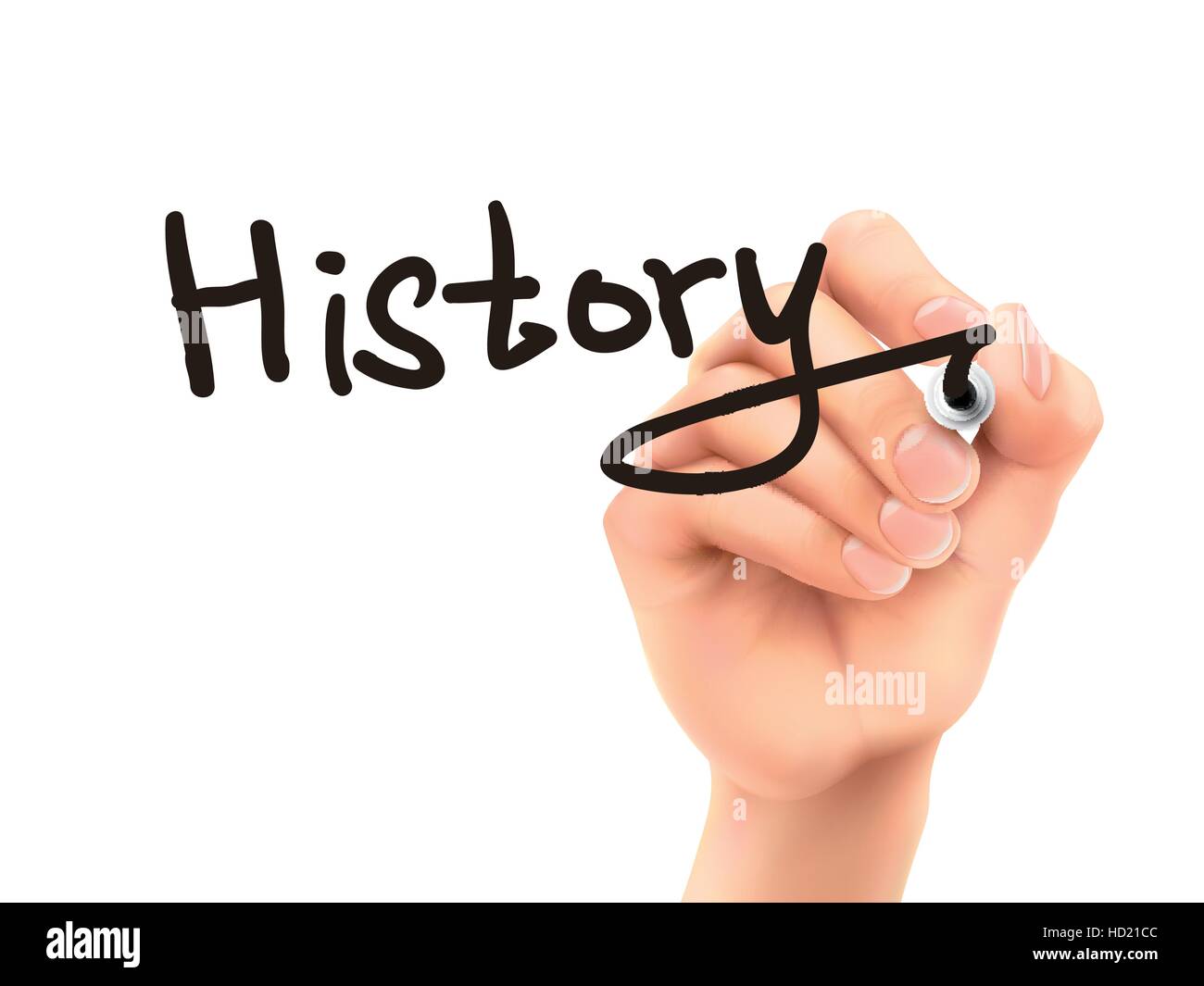 history word written by 3d hand over white background Stock Vector ...
