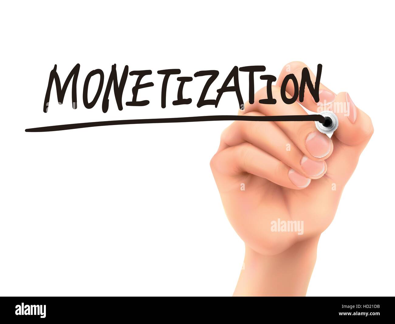monetization word written by 3d hand over white background Stock Vector ...