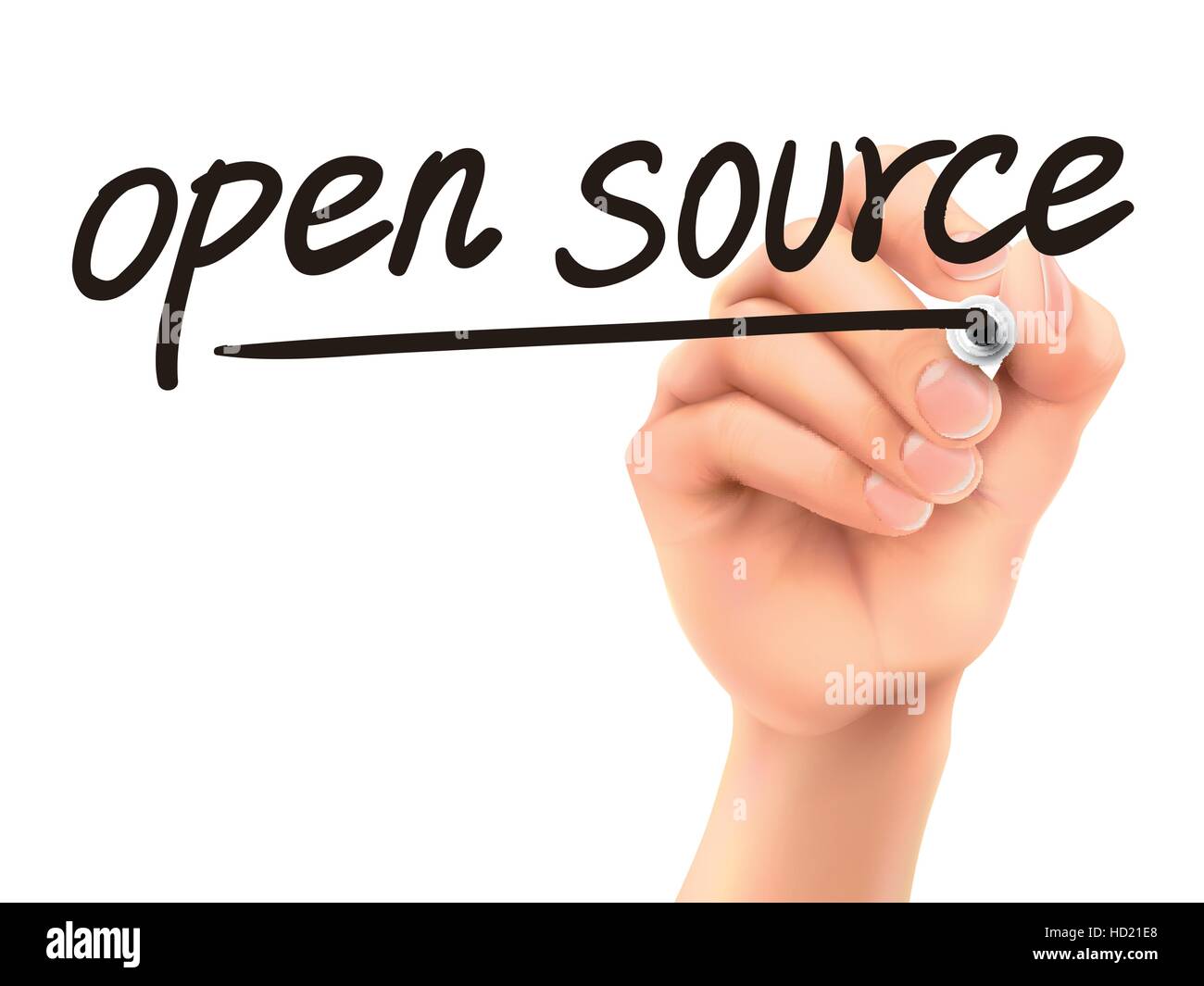 open source words written by 3d hand over white background Stock Vector ...