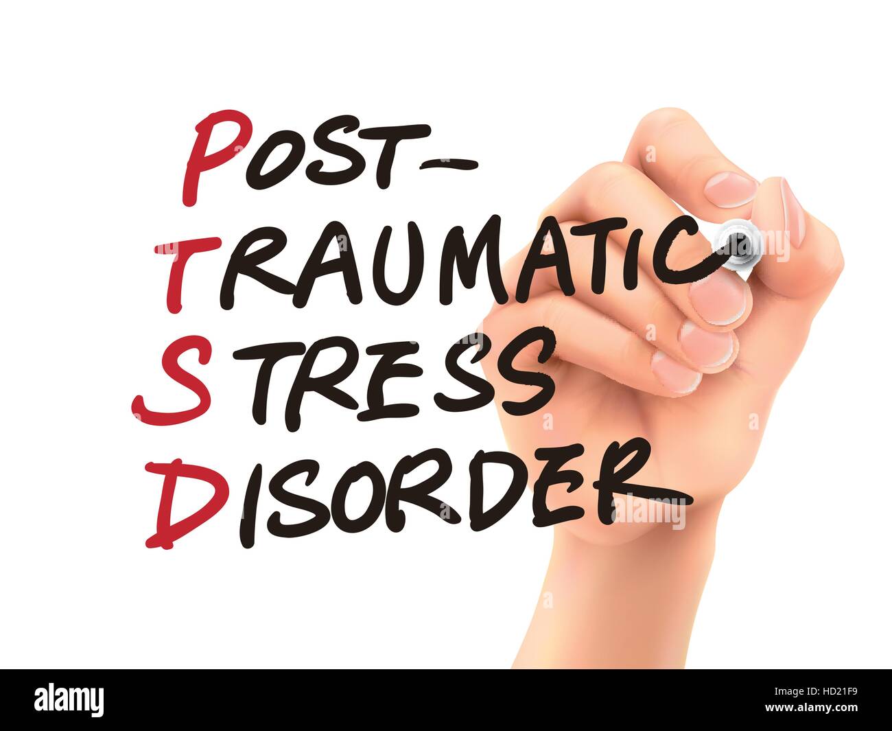 PTSD word written by 3d hand over white background Stock Vector Image ...