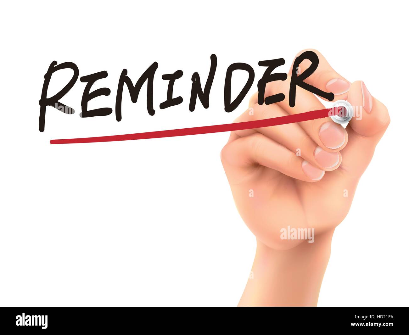 reminder word written by 3d hand over white background Stock Vector ...