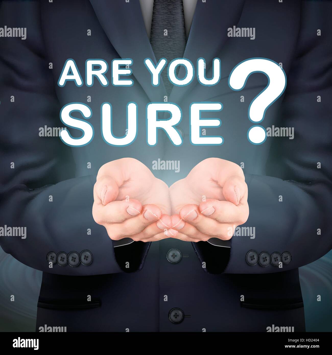 close-up look at businessman holding are you sure words Stock Vector ...