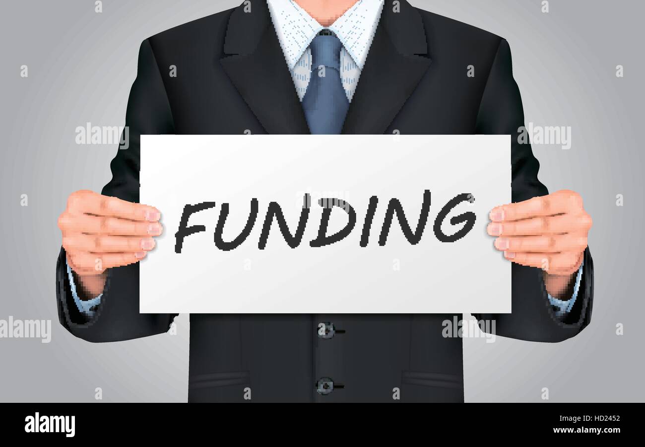 close-up look at businessman holding funding poster Stock Vector Image ...