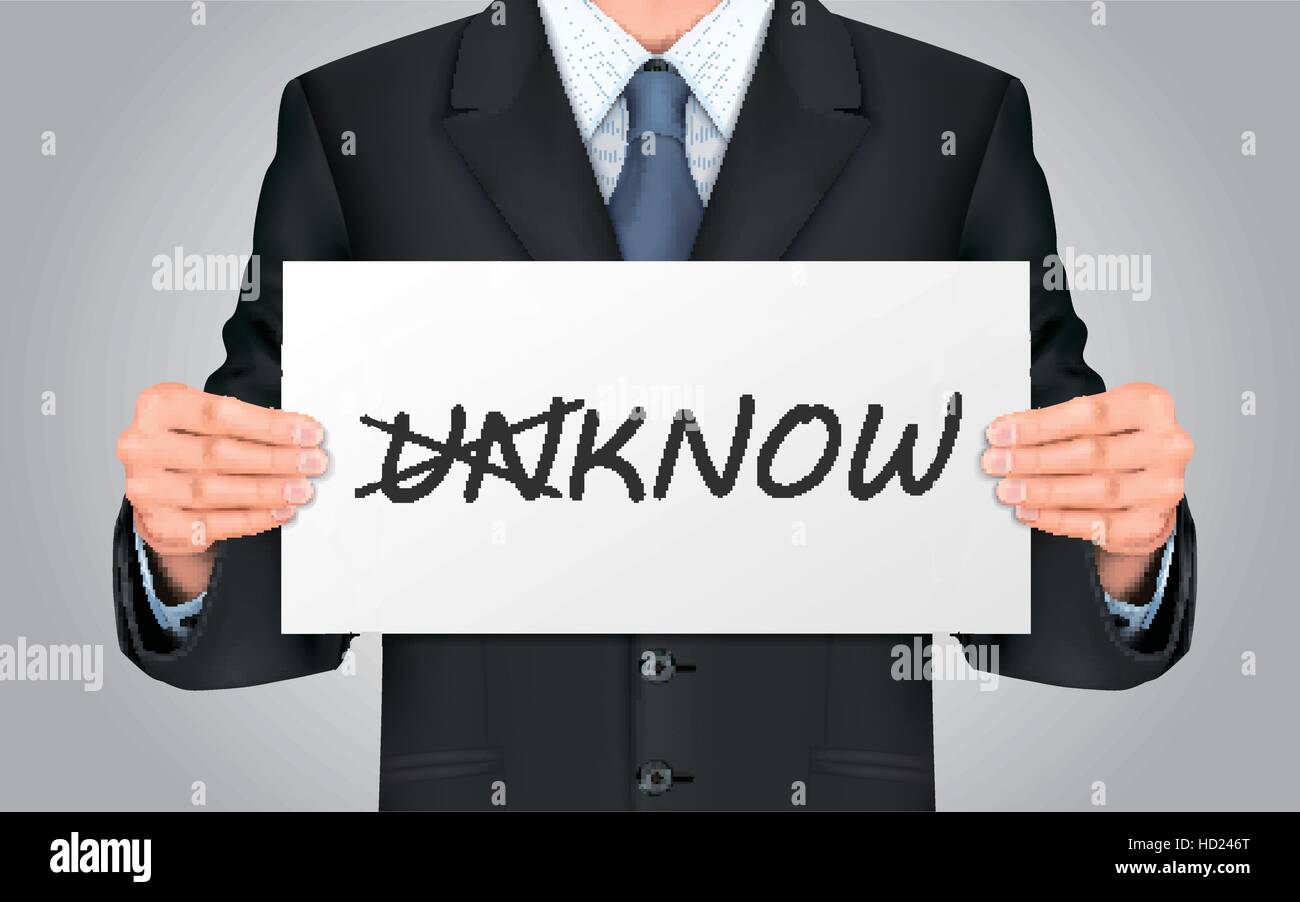 close-up look at businessman holding know poster Stock Vector Image ...