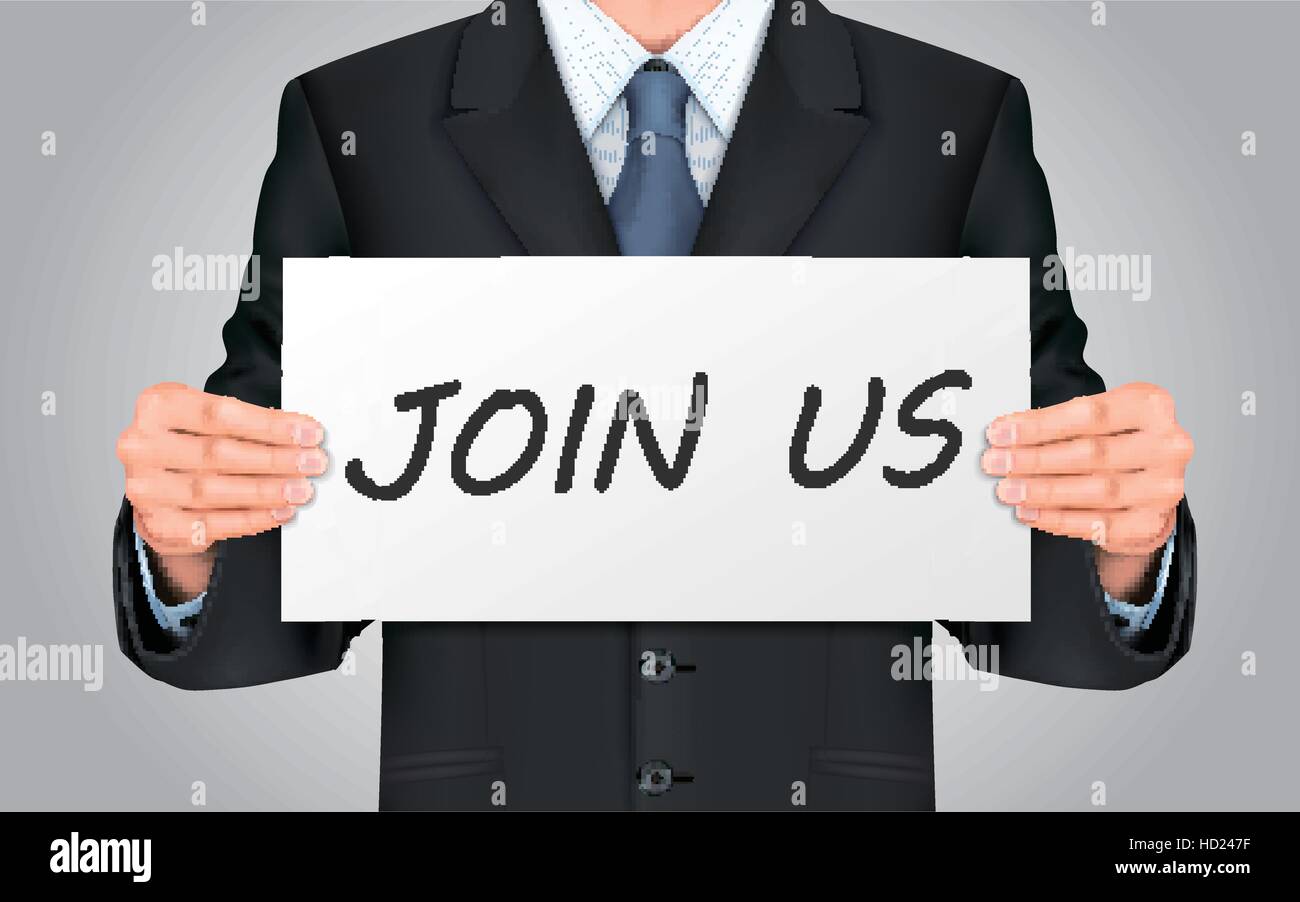 3d man holding join us Stock Vector Images - Alamy