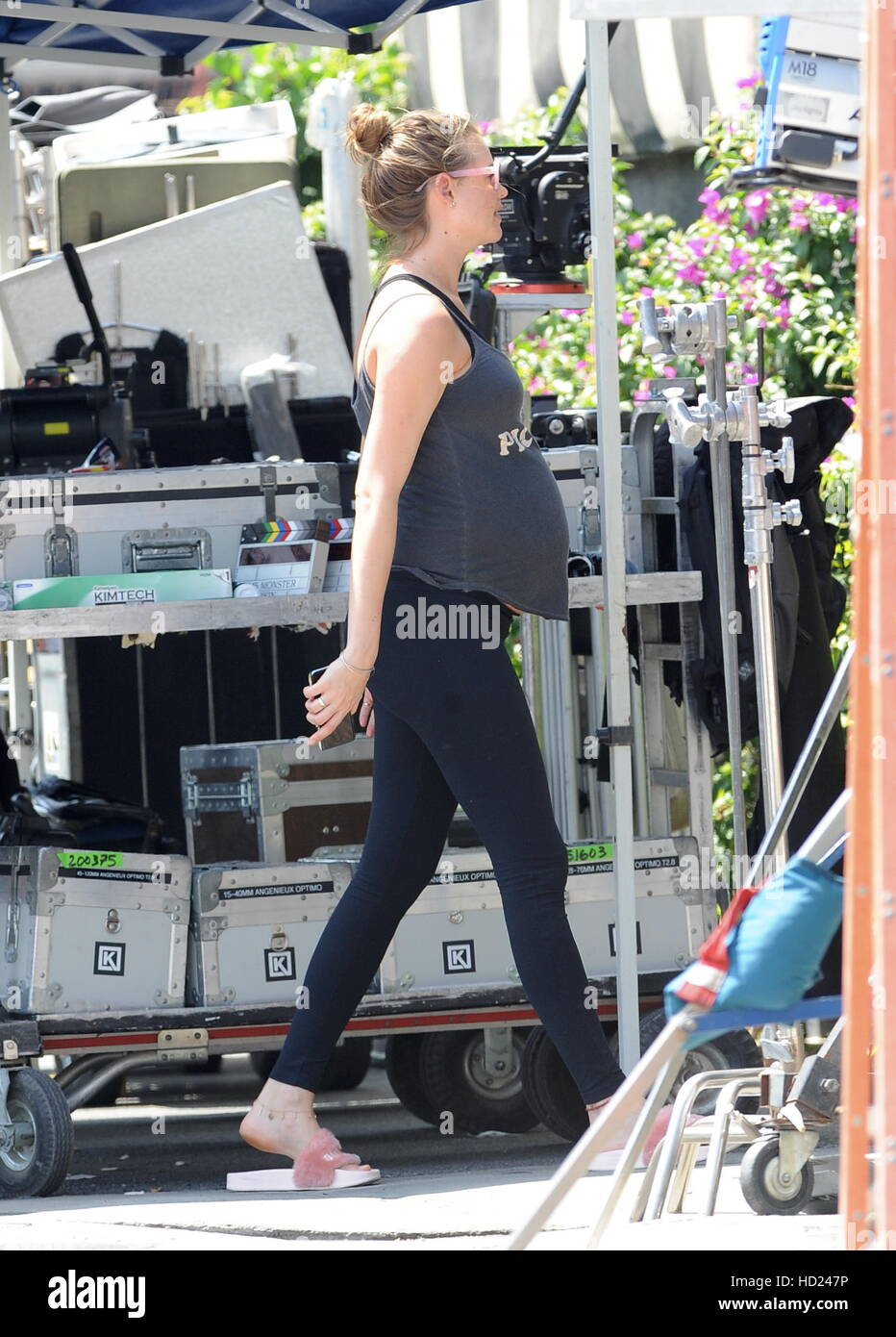 Pregnant Behati Prinsloo visits husband Adam Levine on the set of his ...