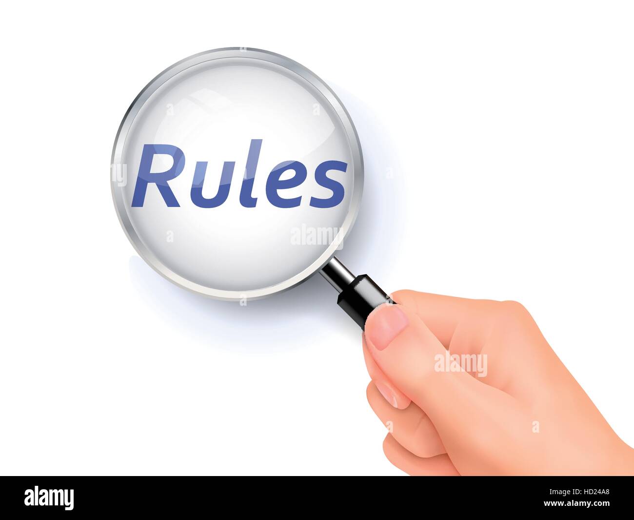 rules word showing through magnifying glass held by hand Stock Vector ...