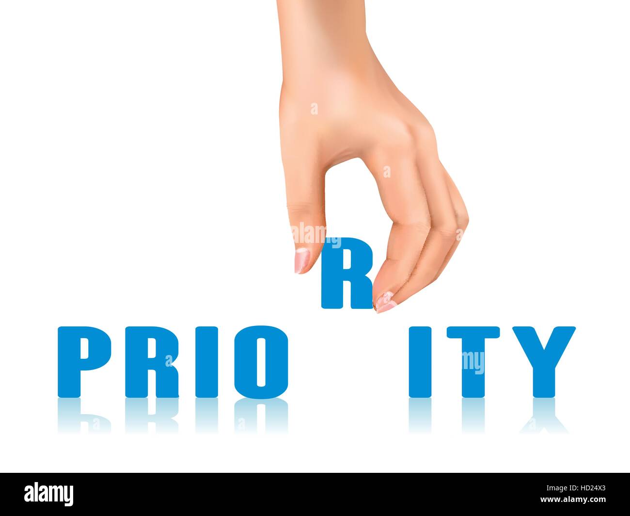 priority word taken away by hand over white background Stock Vector ...