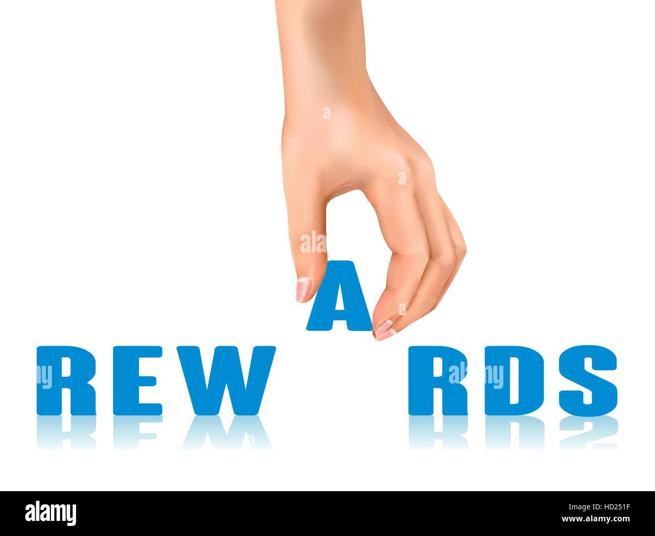 rewards word taken away by hand over white background Stock Vector ...