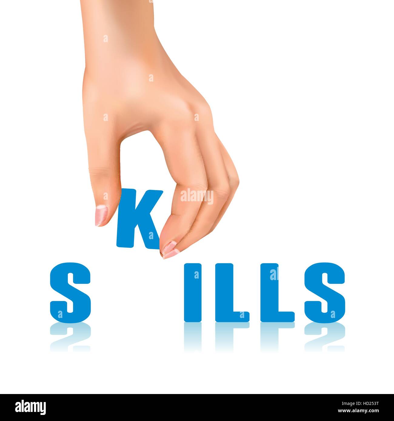 skills word taken away by hand over white background Stock Vector Image ...