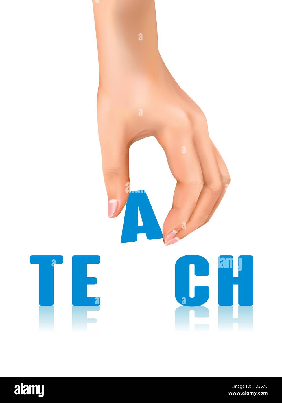 teach word taken away by hand over white background Stock Vector Image ...