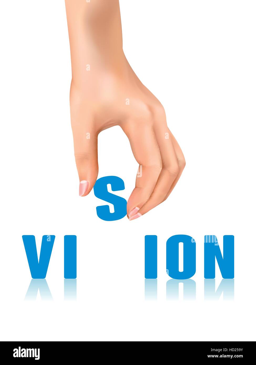 vision word taken away by hand over white background Stock Vector Image ...