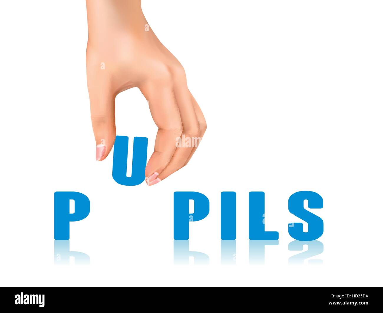 pupils word taken away by hand over white background Stock Vector Image ...