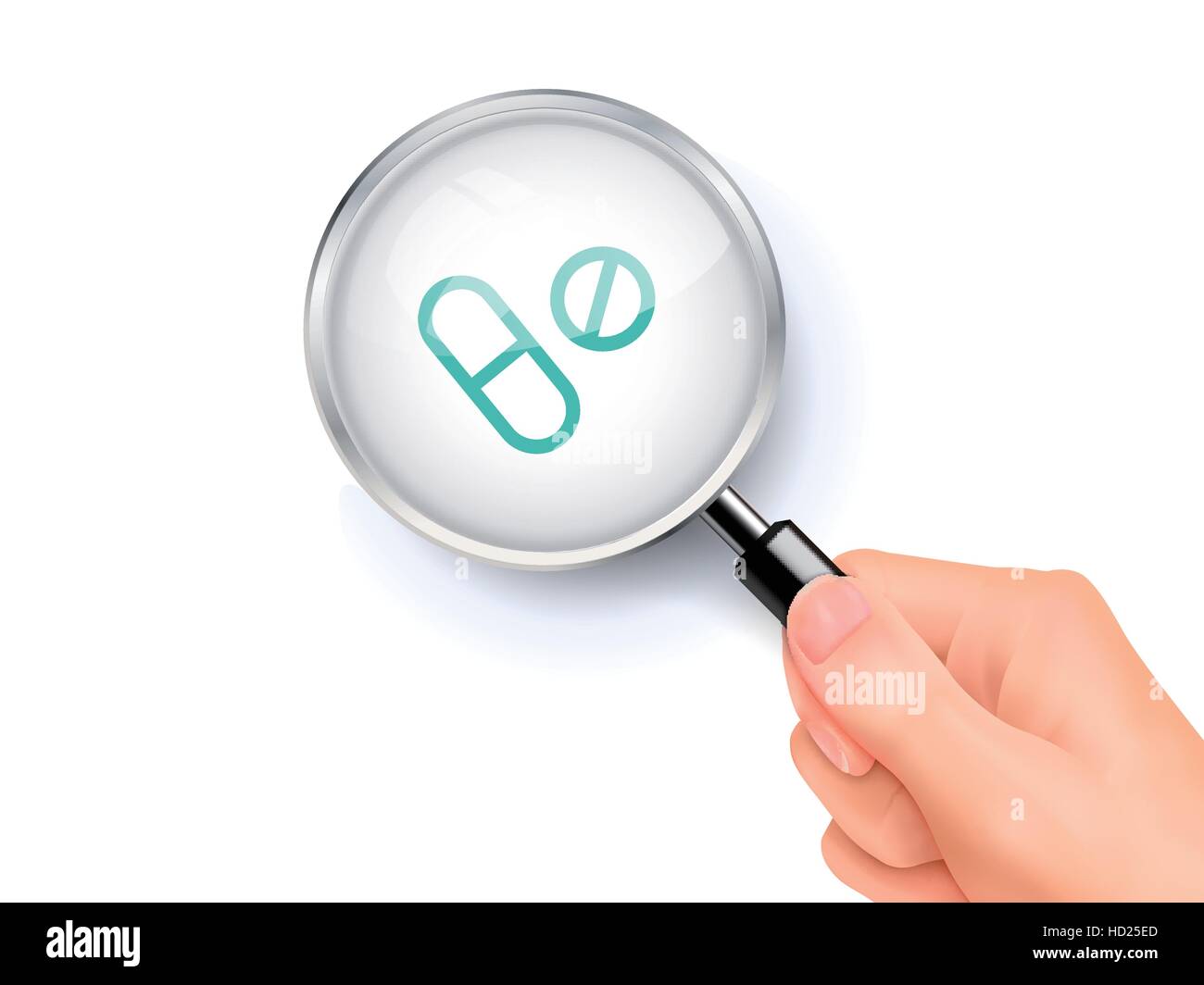 Magnifying glass and pills hi-res stock photography and images - Alamy