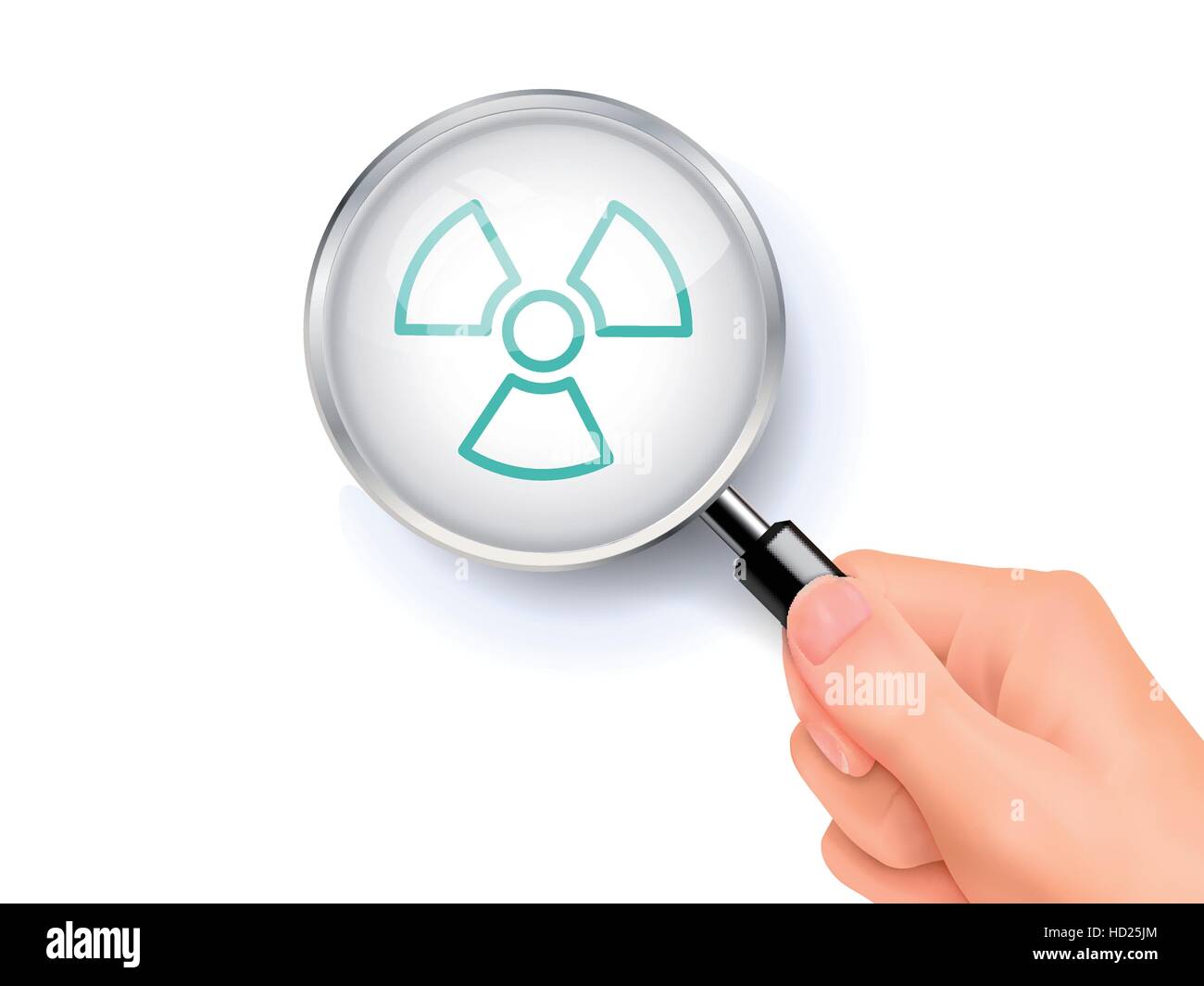 radiation symbol showing through magnifying glass held by hand Stock ...