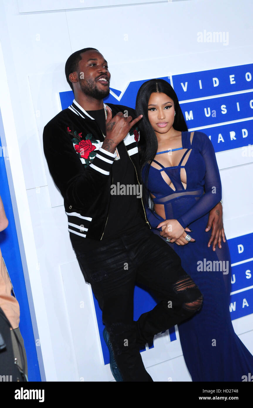 Meek Mill and Nicki Minaj attending the MTV Video Music Awards 2016 at ...
