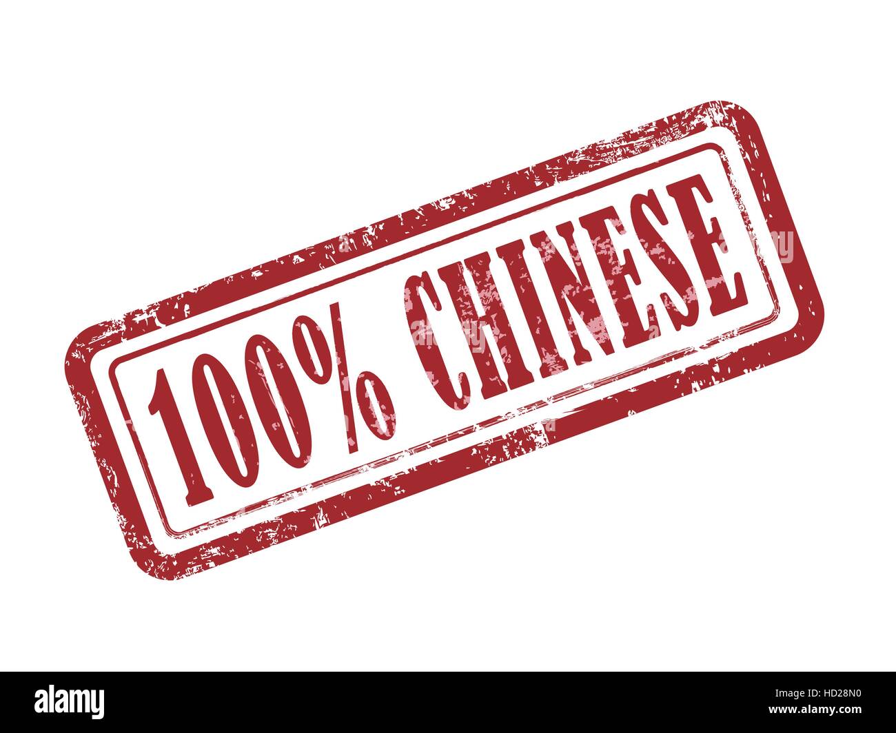 stamp 100 percent Chinese in red over white background Stock Vector ...