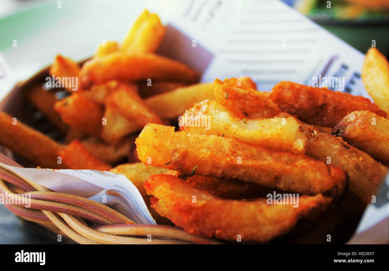 French Fries in Basket Stock Photo - Alamy