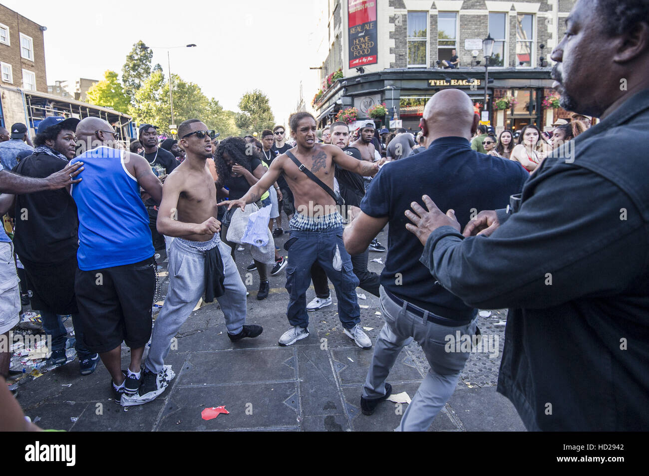 A fight breaks out at the annual Notting Hill Carnival in London ...