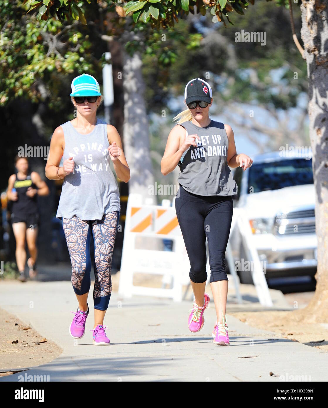 Reese Witherspoon jogging in Brentwood with a friend Featuring: Reese ...
