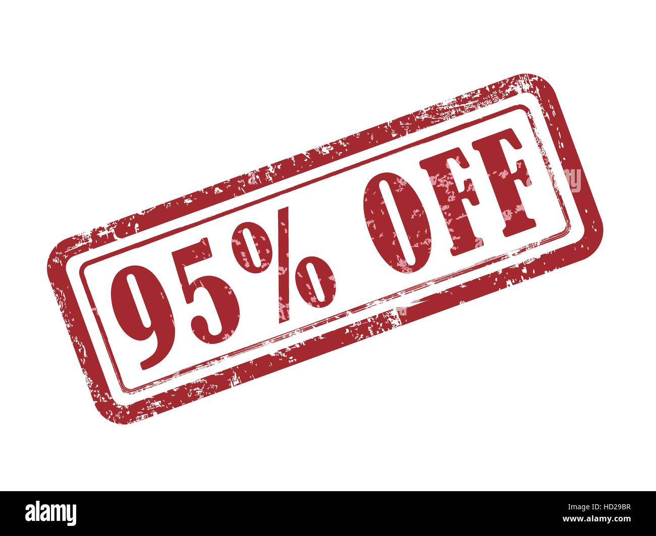stamp 95 percent off in red over white background Stock Vector Image ...