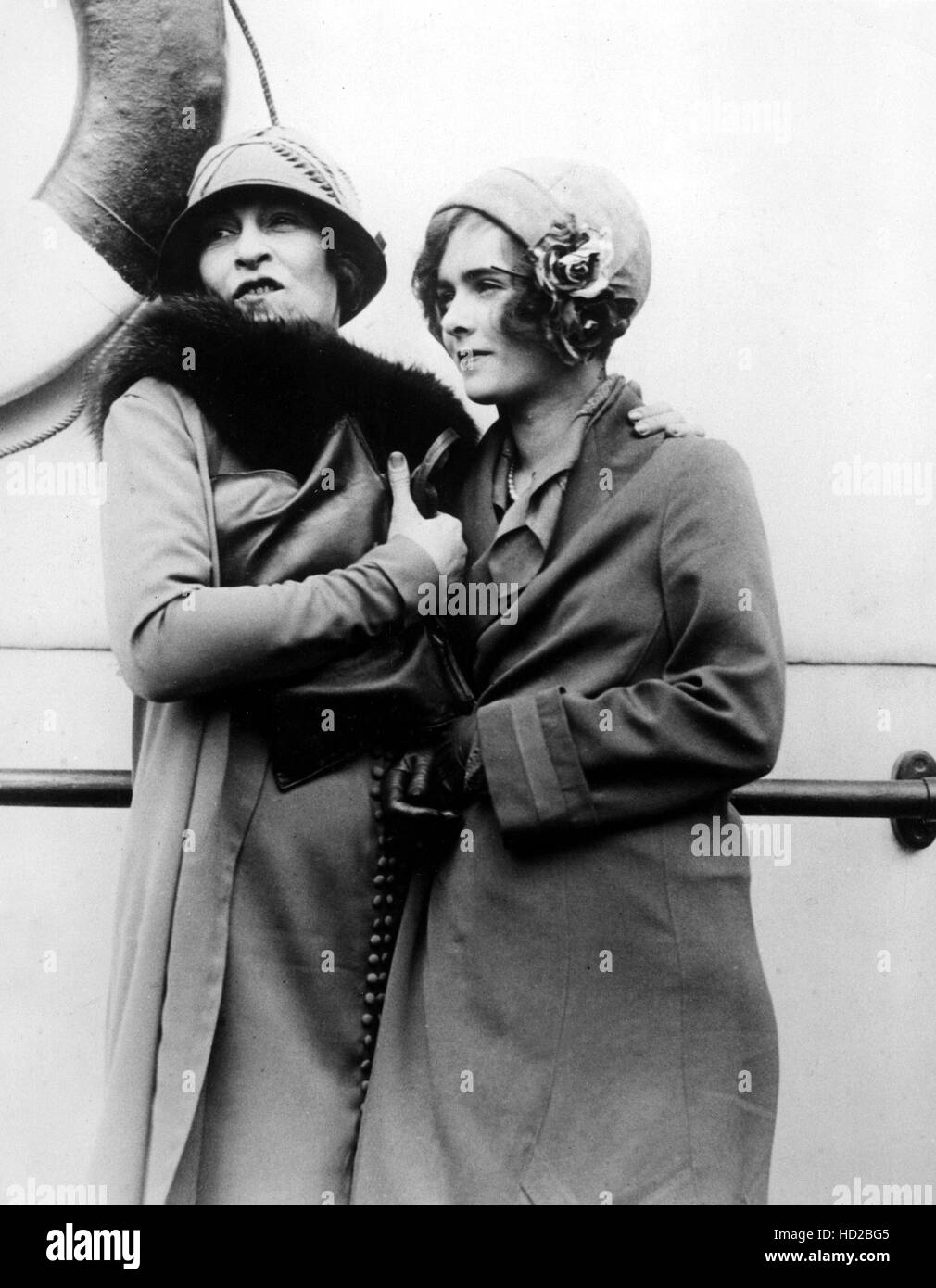 JOAN BENNETT, with mother Adrienne Morrison on the ship Majestic in ...