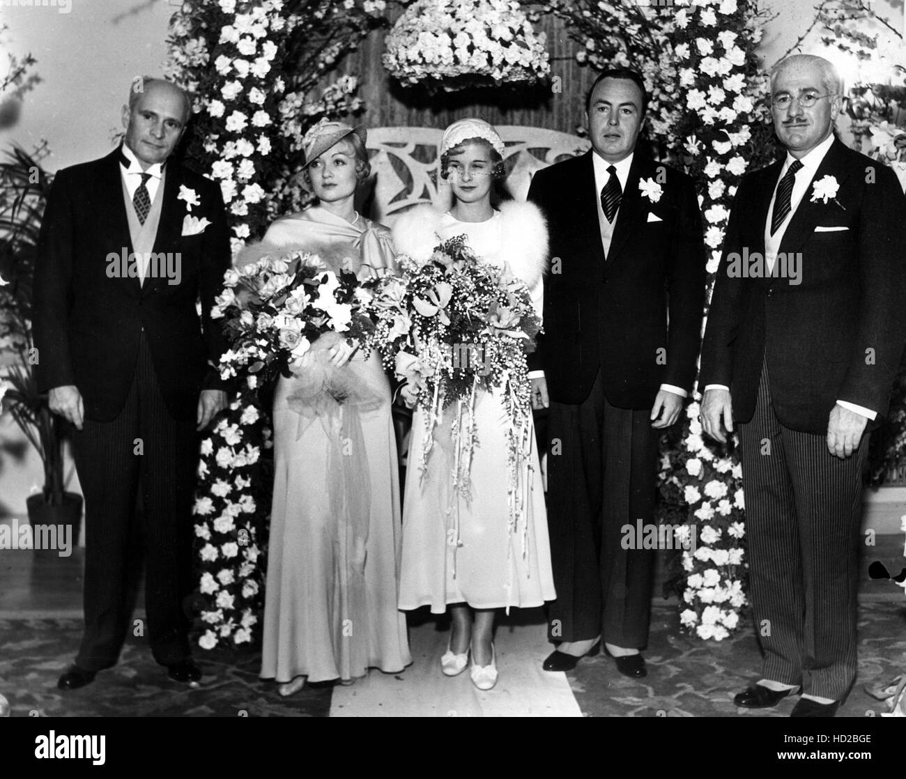 JOAN BENNETT, on her wedding day to Gene Markey with her sister ...