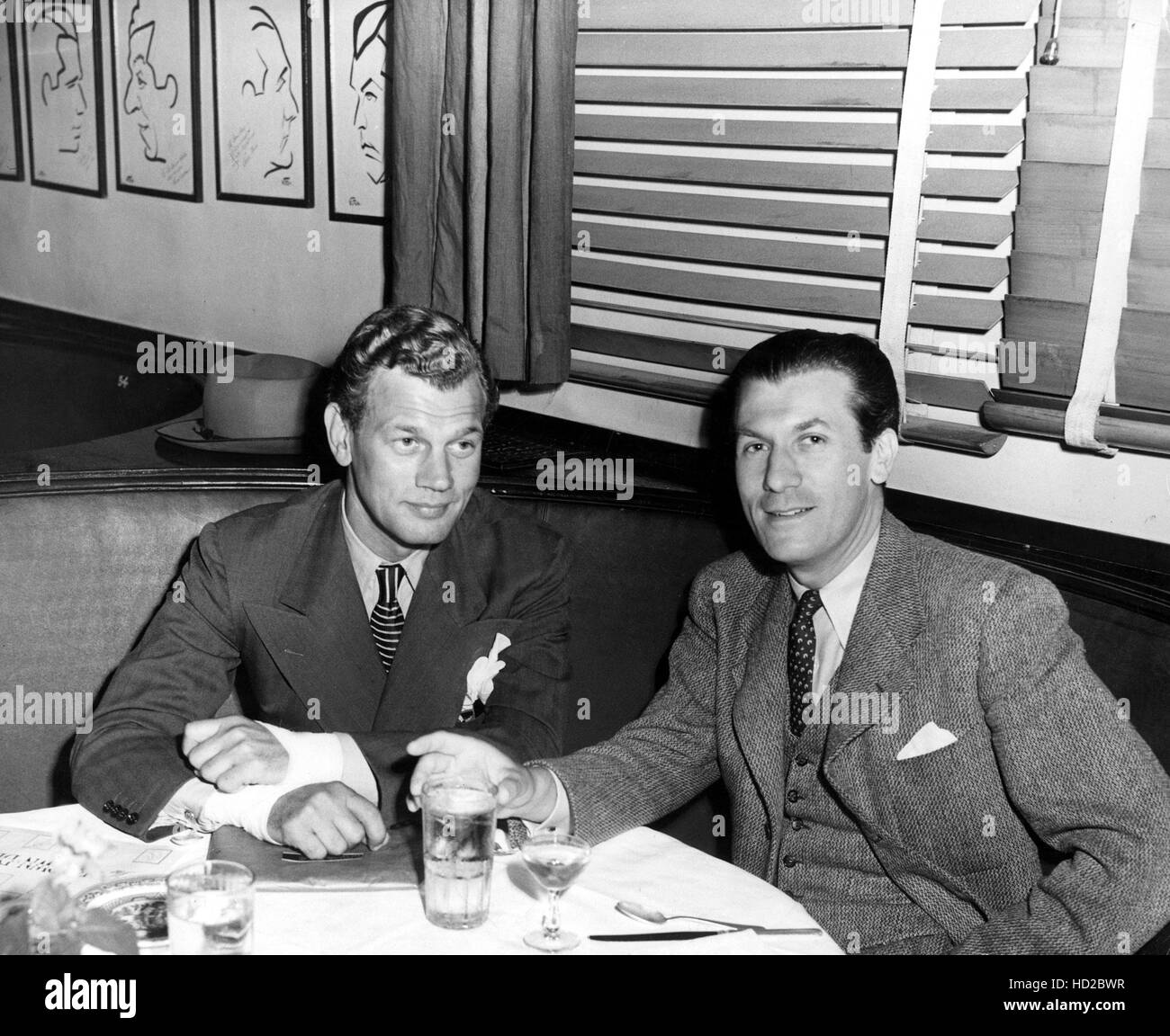 JOSEPH COTTEN, suffering from a skin rash on his hands, lunches with ...