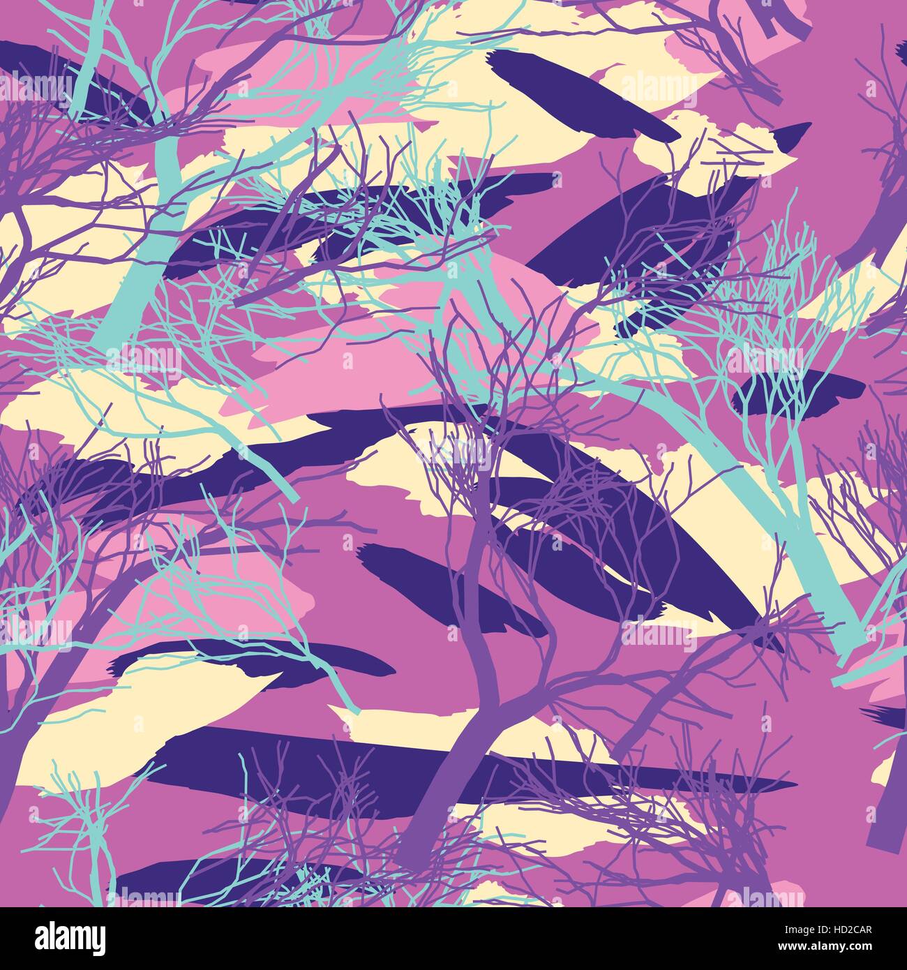 Military camouflage texture with trees, grass and spots watercolor ...