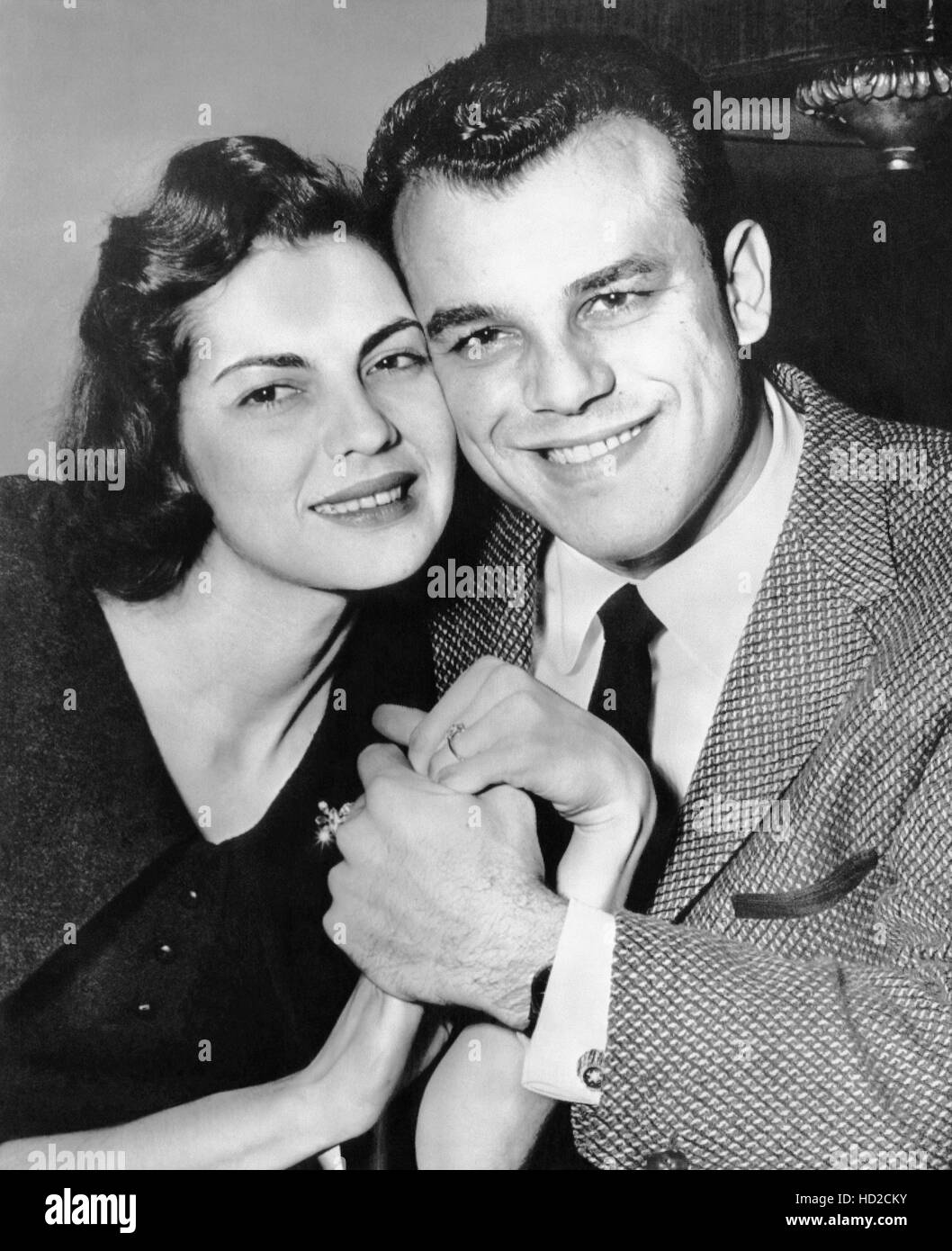 Singer Julius La Rosa, right, and his fiancee, Rory Meyer, shortly ...