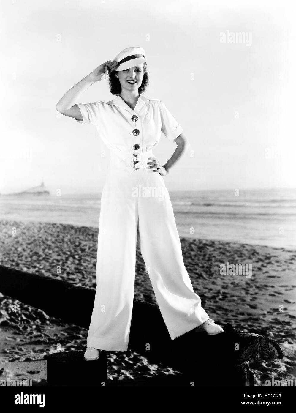 June Lang wears a nautical-themed white sharkskin suit, 1936. ©20th ...