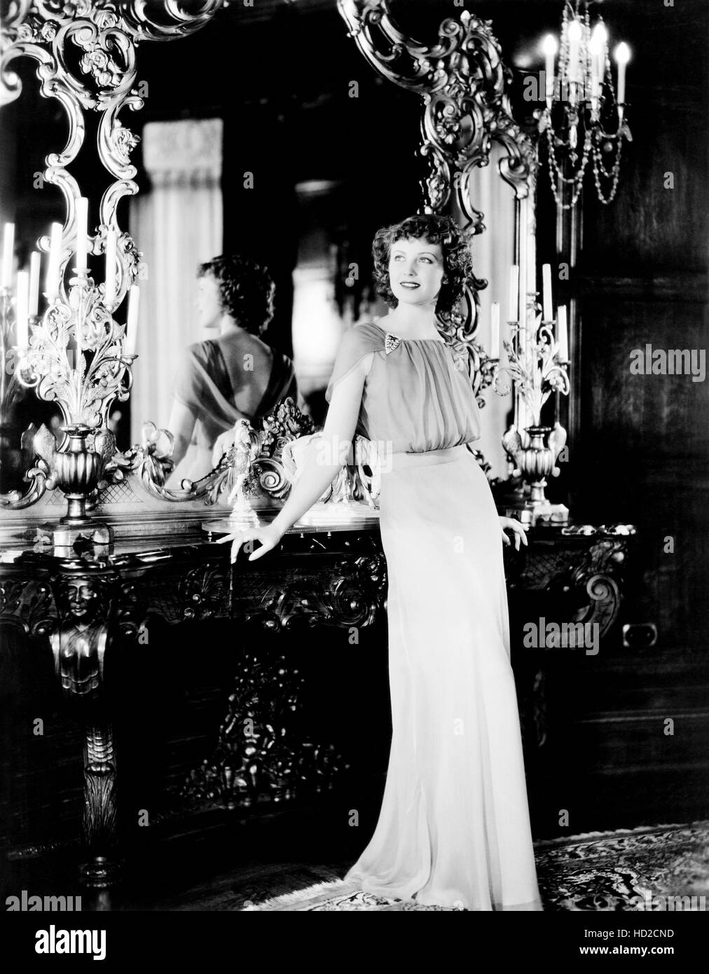 June Lang models a ruched gray chiffon evening gown, 1936. ©20th ...