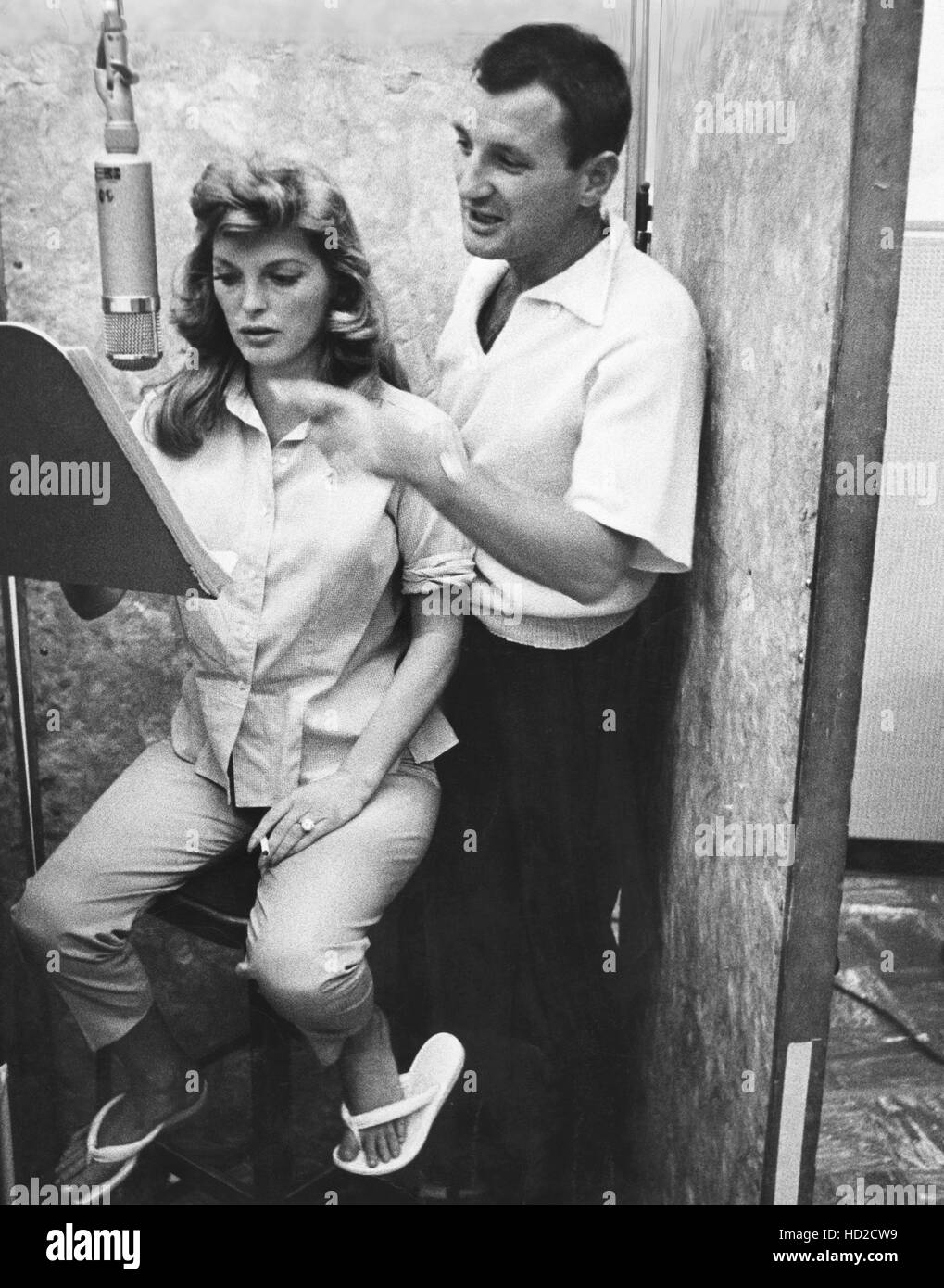 Julie London, Bobby Troup in the recording studio, 1960s Stock Photo ...