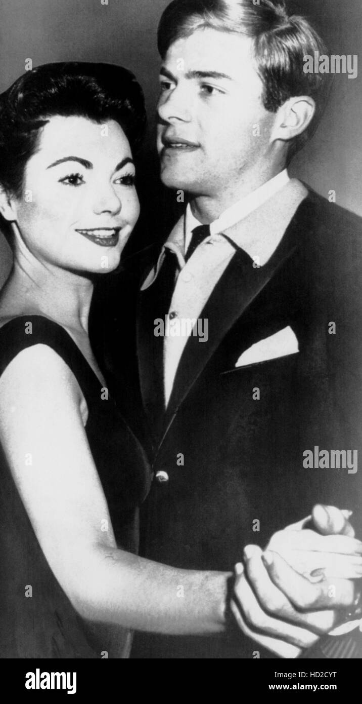 Judy Tyler, with her fiance, Gregory LaFayette, in a New York nightclub ...