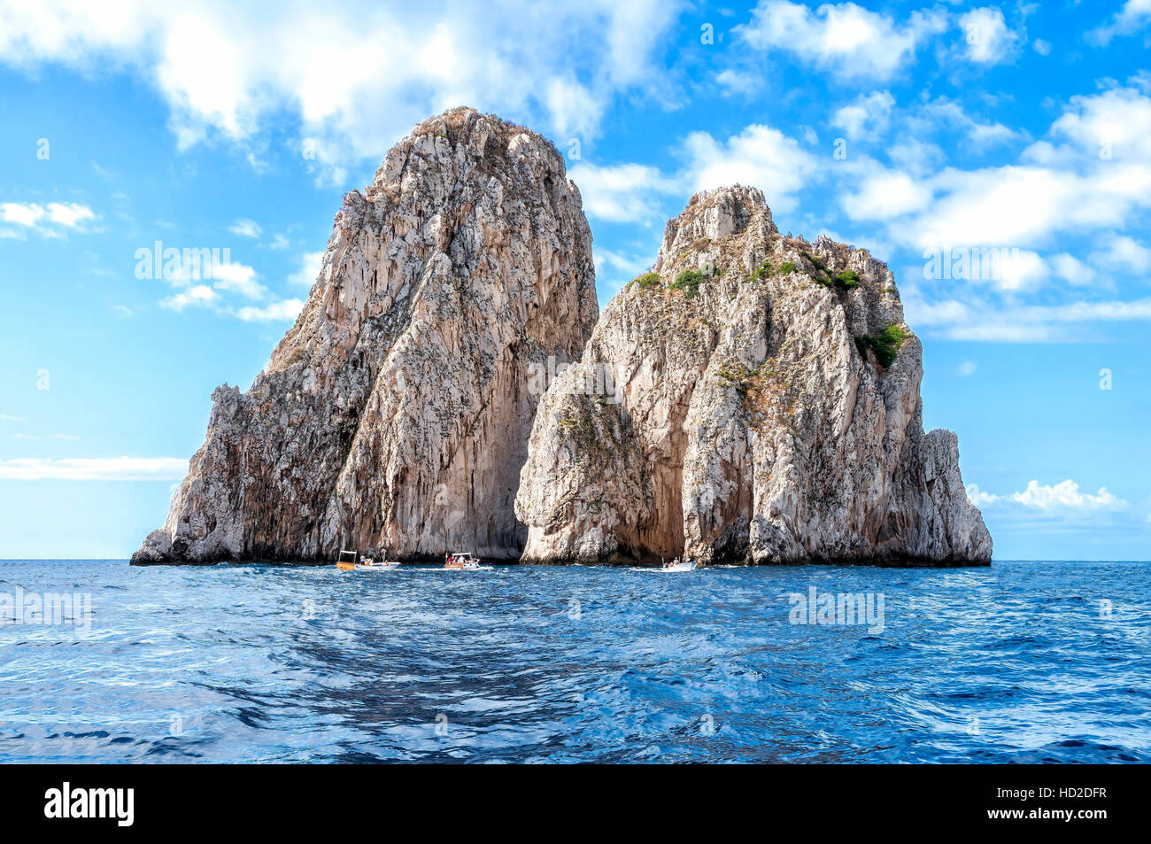 The faraglioni of Capri Island, Italy. Faraglioni are stacks, a coastal ...