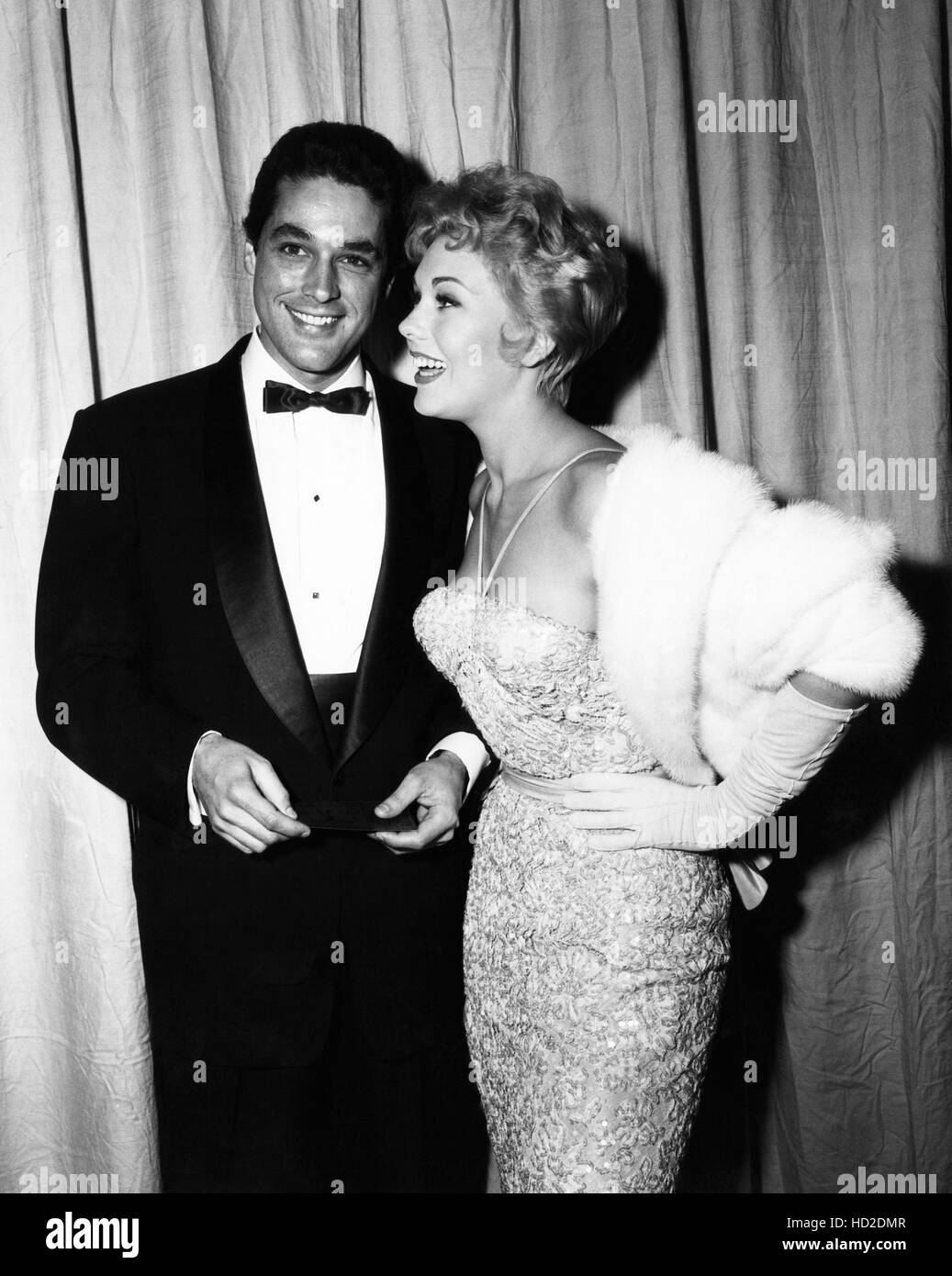 From left, Kerwin Mathews, Kim Novak, at the 1955 Academy Awards ...