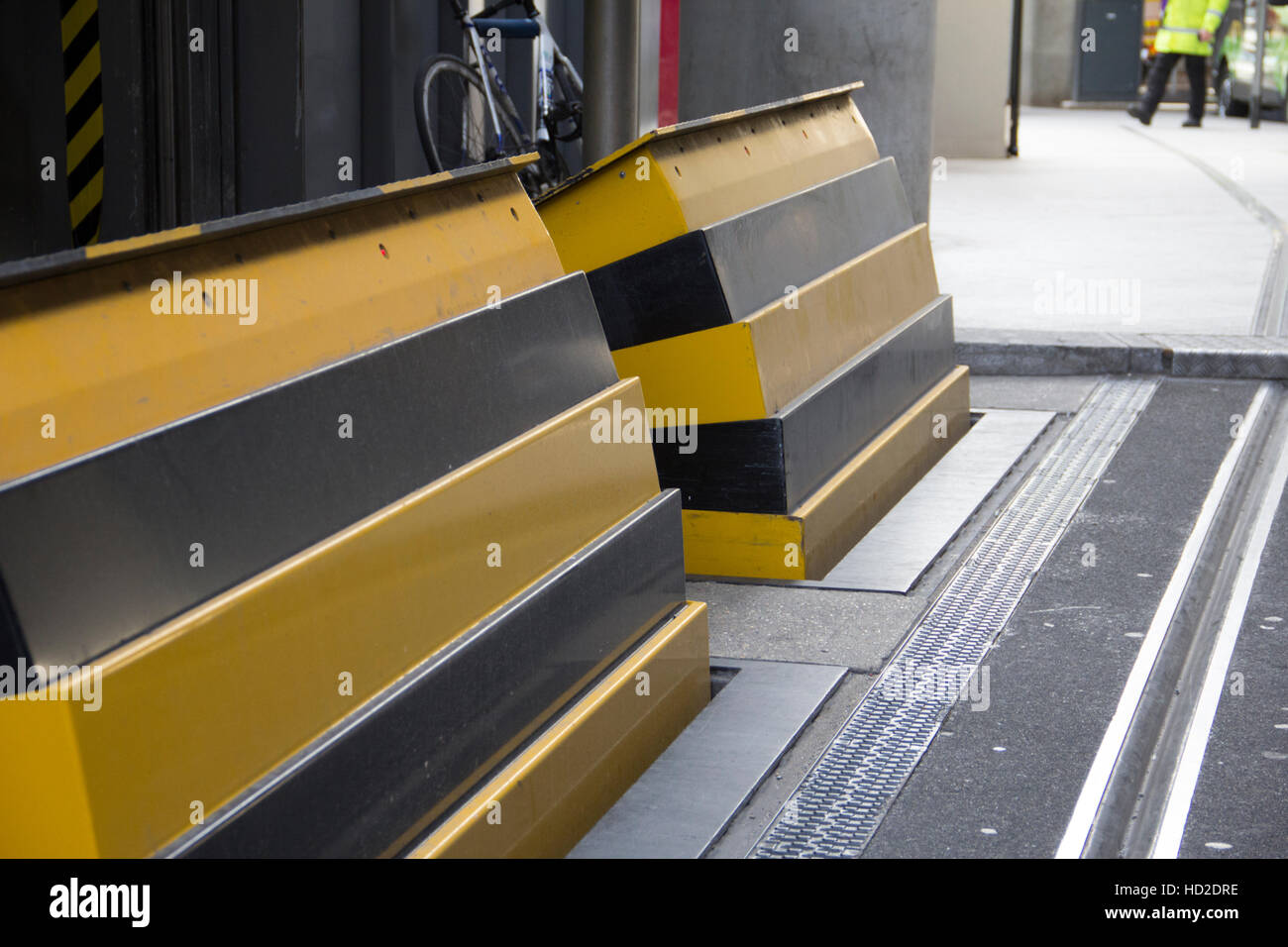 Black and yellow traffic barriers Stock Photo - Alamy