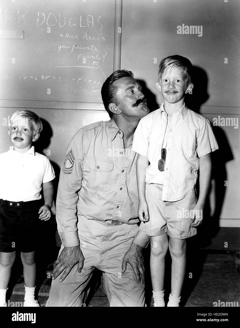 Kirk Douglas with sons Eric and Peter, all wearing fake mustaches ...
