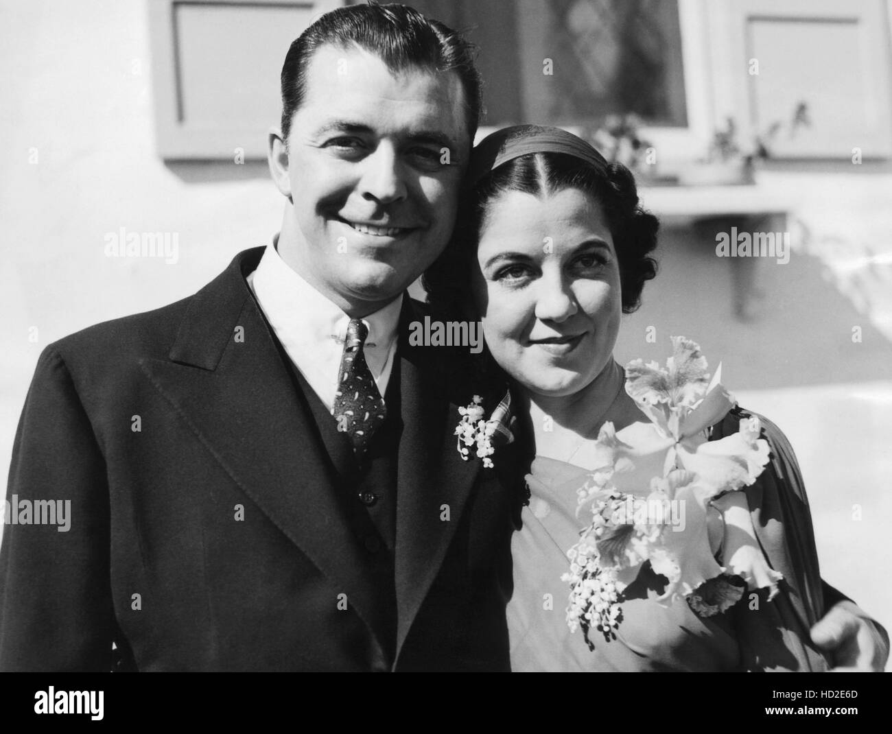 From left: Newlyweds Lyle Talbot, Marguerite Talbot, 1937 Stock Photo ...