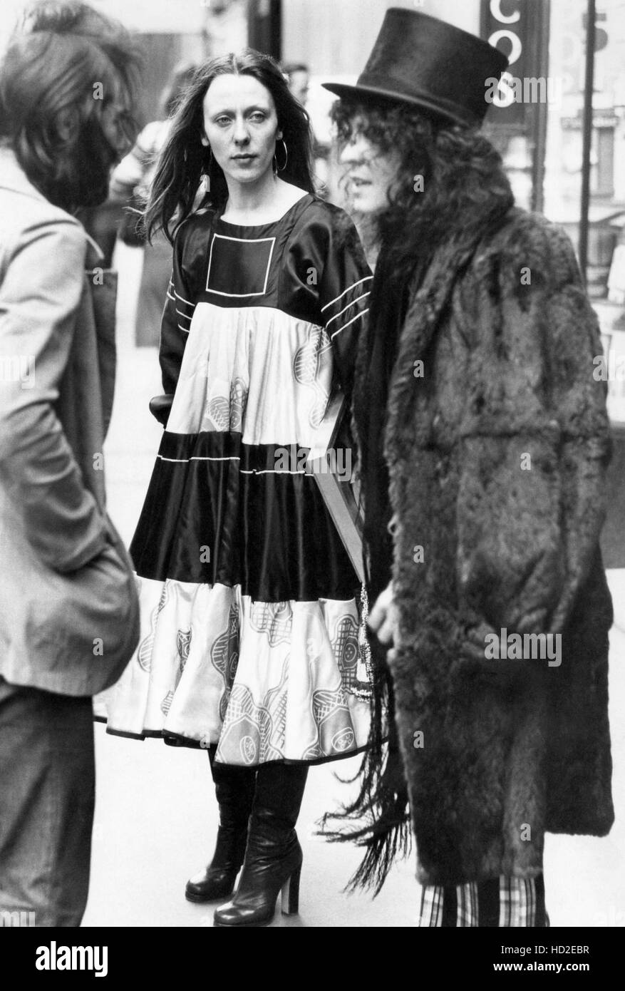 Marc Bolan with wife, June Child outside Hatchett's in London, 1972 ...