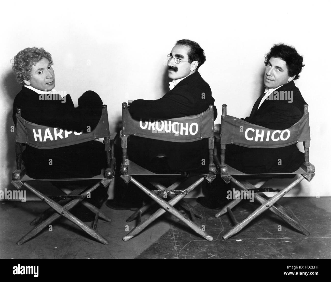 THE MARX BROTHERS, (Harpo, Groucho and Chico) pose for a publicity shot ...